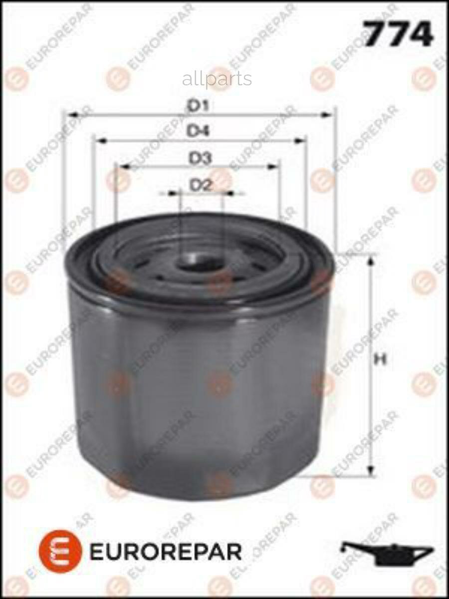 EUROREPAR E149251 Фильтр масляный TOYOTA AVENSIS/HIACE/HILUX/LAND CRUISER 2.0D-4.2D EUROREPAR E149251
