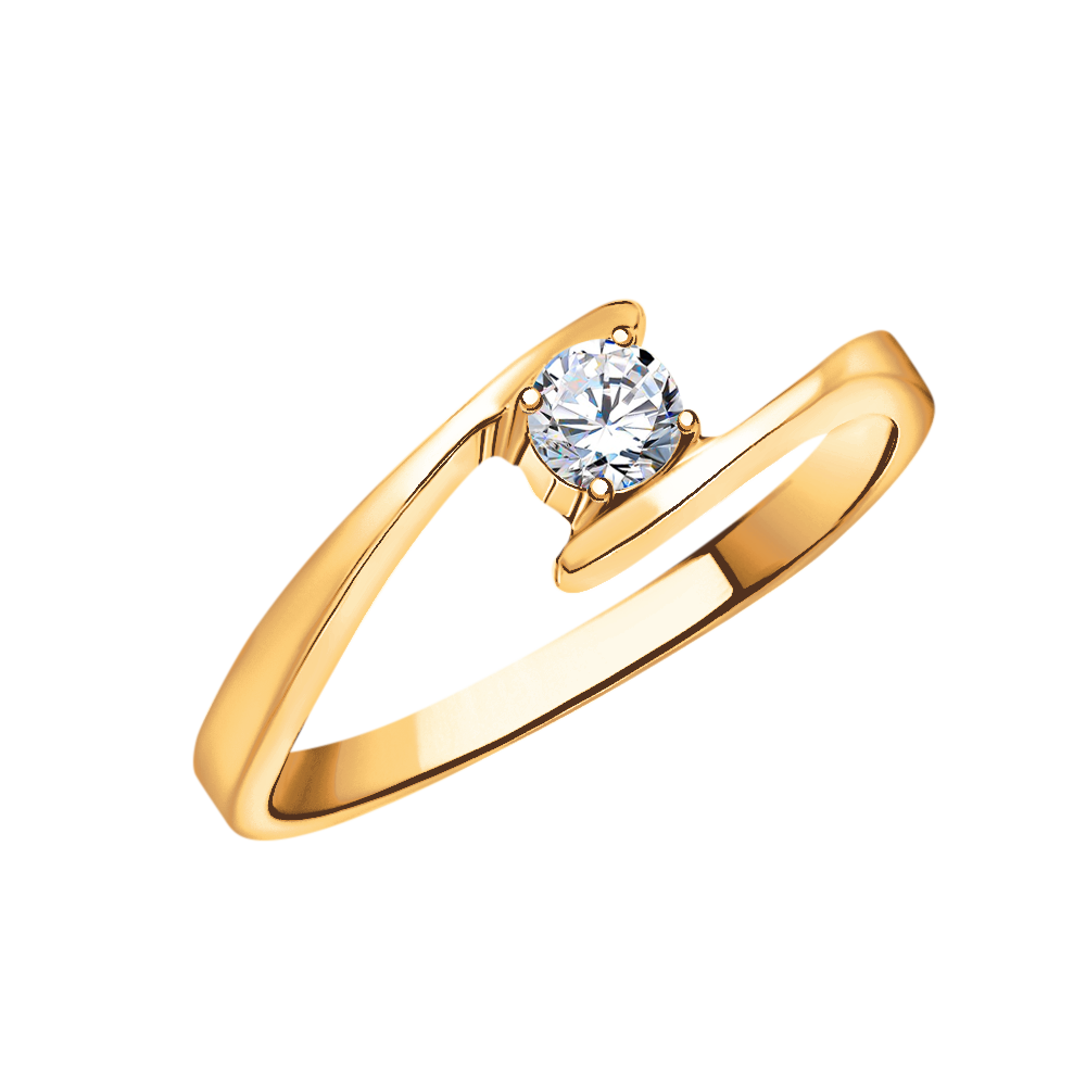 Кольцо помолвочное, золото, 585 проба, металл, фианит