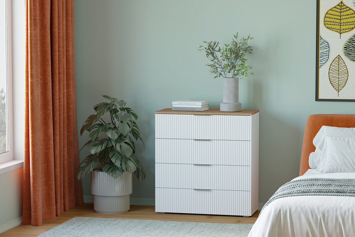 Комод МебельЛэнд24 Салерно 4 Белый 91x42x96 с 4 ящиками