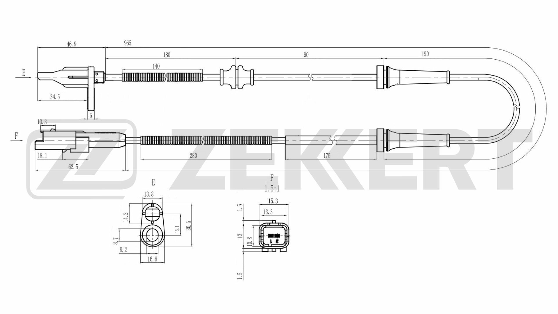 ZEKKERT se-6231 (131549 / 4545E4 / 4545J9) датчик abs передн. Citroen (Ситроен) c4 cactus 14- c3 II III 09- c3 Picasso (Пикасо)