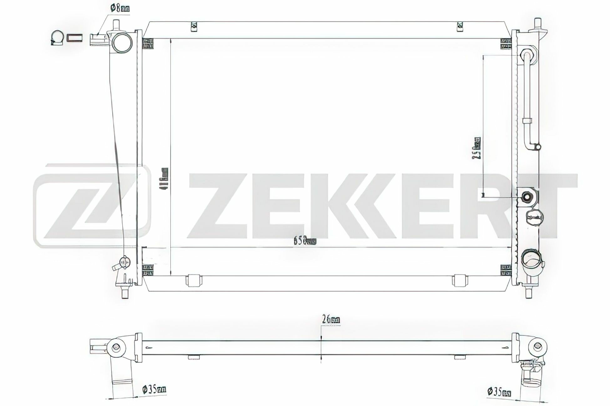ZEKKERT mk-1110 (253104A060 / 253104A100 / 253104A150) радиатор охлаждения двигателя h-1 00- Starex (Старекс) 97-