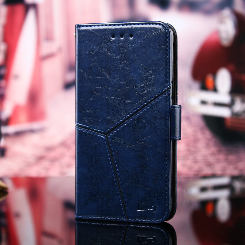 Чехол-книжка Чехол. ру для Xiaomi Redmi 9T из кожи прошитый по контуру швом цвет синий