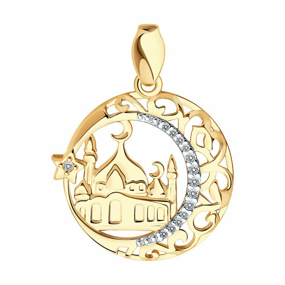 Подвеска SOKOLOV, красное золото, 585 проба, фианит