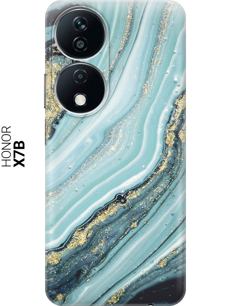 Силиконовый чехол на Honor X7b с принтом "Зеленый мрамор"