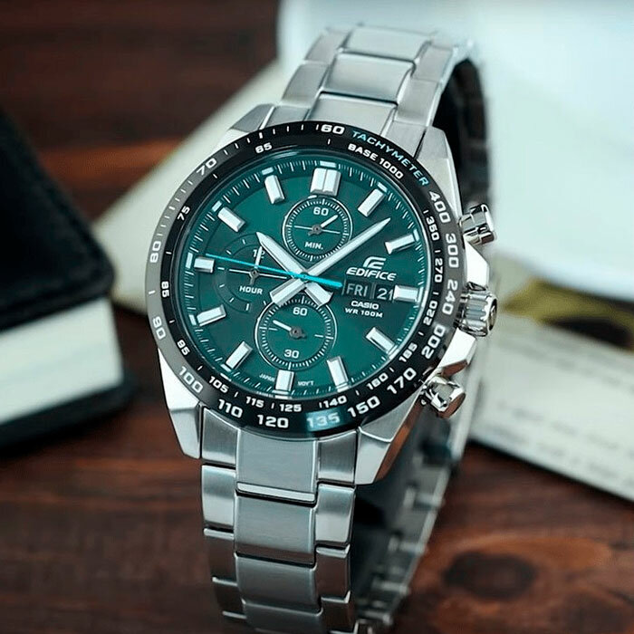 Наручные часы CASIO Edifice, серебряный, черный — фото 1