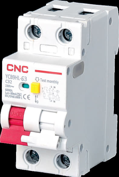 Выключатель YCB9HL-63 25А 1P+N 6кА 30мА C AC (электромеханич.) CNC ELECTRIC - CNC-A030763