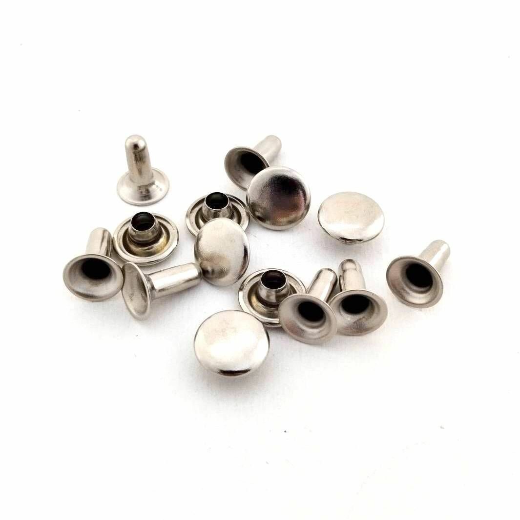 Хольнитены 14х14 мм, заклепки односторонние, мощные, стальные, никель, 50 шт