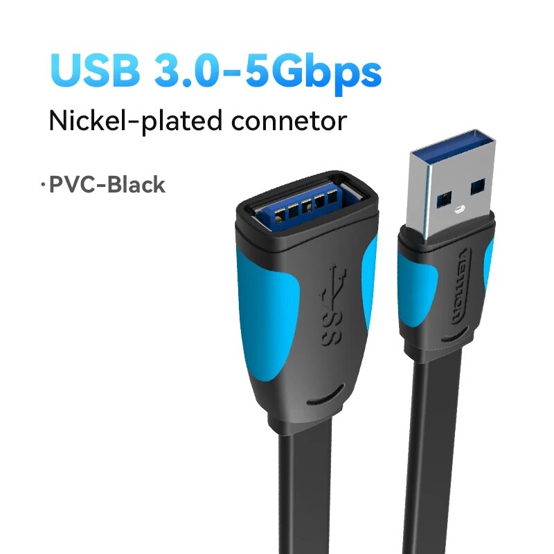 Vention USB 3.0 кабель удлинитель 2m, 5Gbps-Nickel Plated