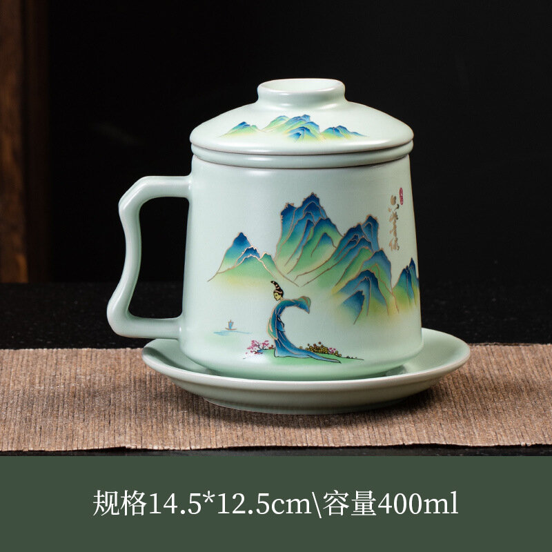 Фарфоровый чайный набор Ruyi Shanshuiqing с крышкой и фильтром, керамическая чашка, 400 мл