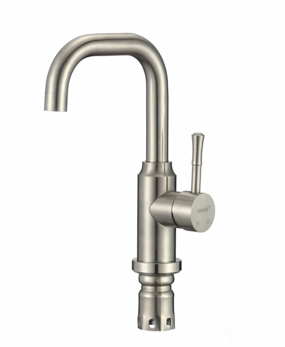 SVL 31003 смеситель для умывальника, высокий излив, боковая ручка, нержавеющая сталь SUS304