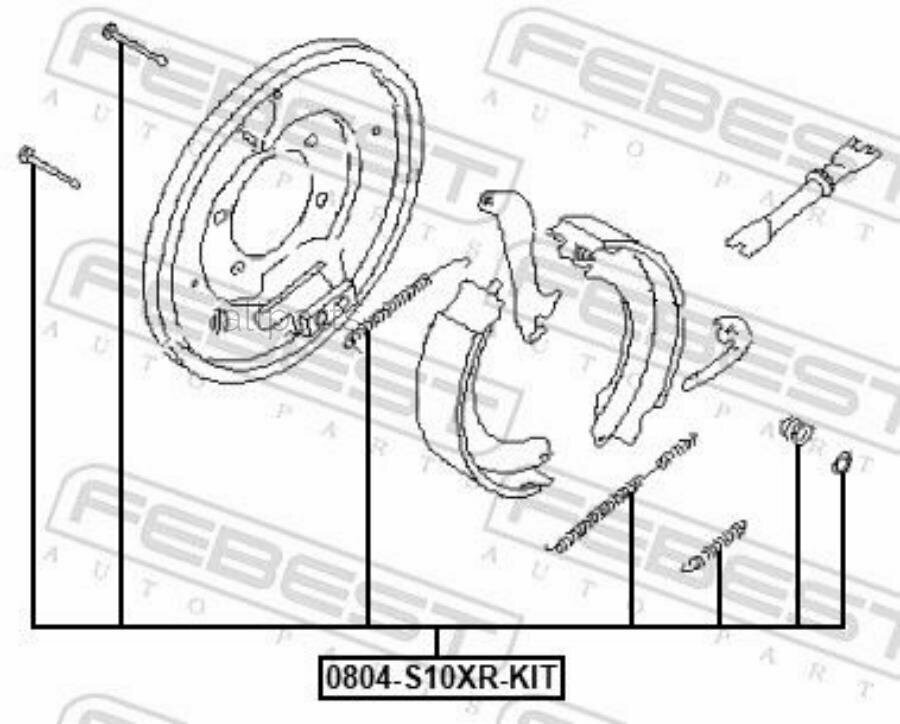 FEBEST 0804-S10XR-KIT монтажный комплект барабанных колодок