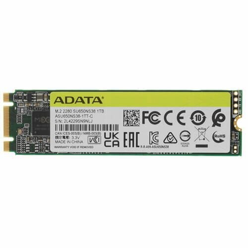 1000 ГБ SSD M.2 накопитель A-Data Ultimate SU650 (ASU650NS38-1TT-C) - SATA 3, чтение - 550 Мбайт/сек, запись - 510 Мбайт/сек, 3D NAND, 3 бит TLC
