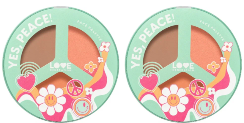 Палетка для лица Love Generation Yes, Peace! тон 01 розовый, бежевый, коричневый, 9.6 гр, 2 шт