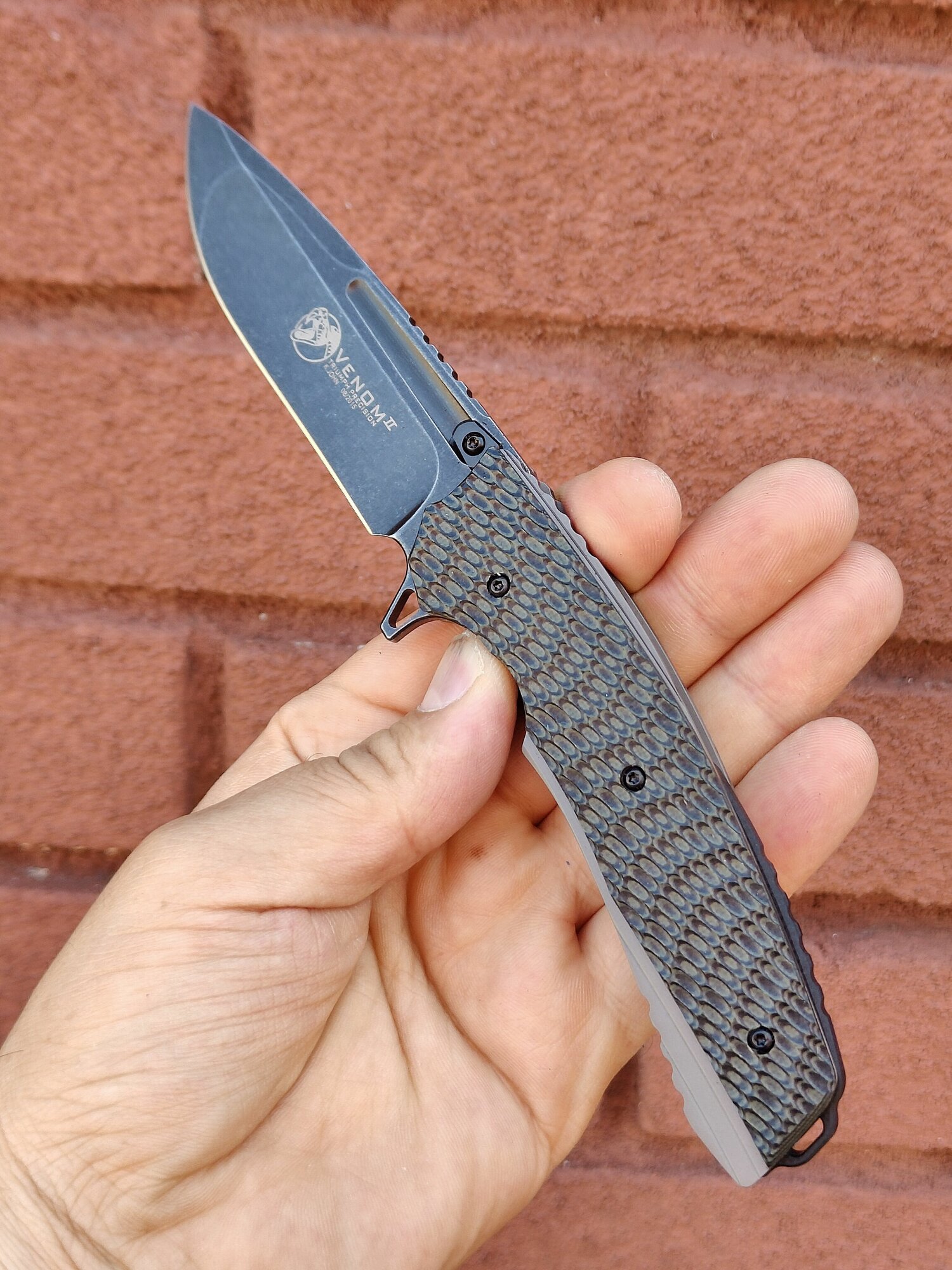 Нож туристический Нож складной K John Venom 2 (чёрный) /для охоты / для рыбалки