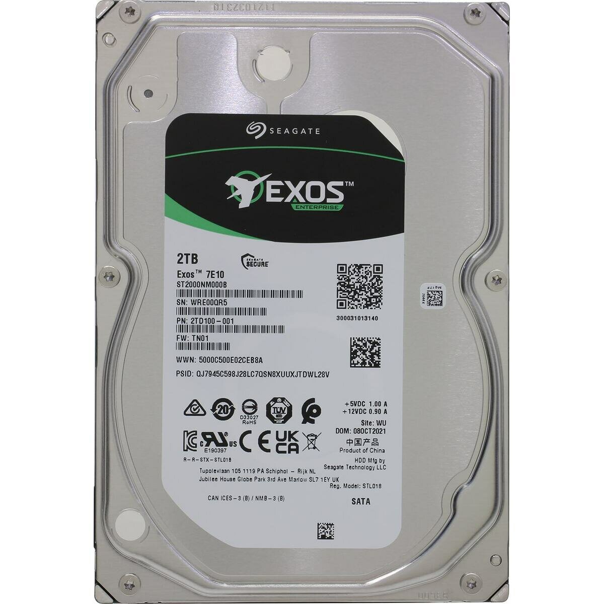 Exos 7E10 ST2000NM000B 2 Тб 7200 оборотов/мин SATA 6Gb/s (SATA-III) 3.5" 256 Мб 24x7 4K