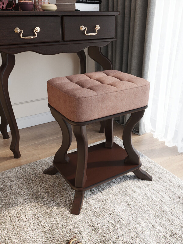 Банкетка Берже 26, темно-коричневый, Ткань, МДФ, 40x51x30 см.