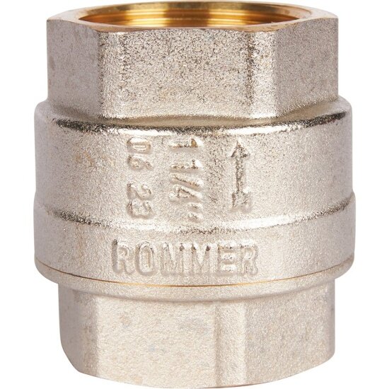 Обратный клапан Rommer 1 1/4, пружинный муфтовый с металлическим седлом, RVC-0001-000032