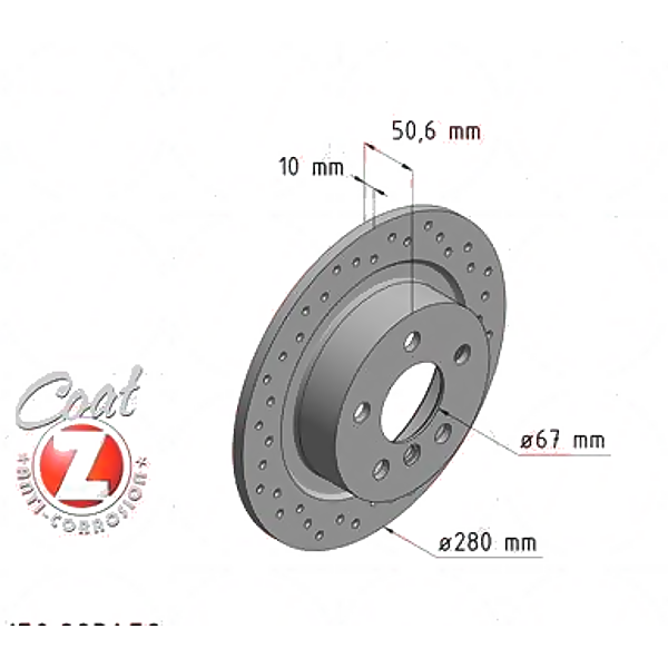 ZIMMERMANN 150.2931.52 диск торм BMW (БМВ)2 (f45 / f46), BMW (БМВ) x1 (f48), i3 зад не вент 5 отв перфо