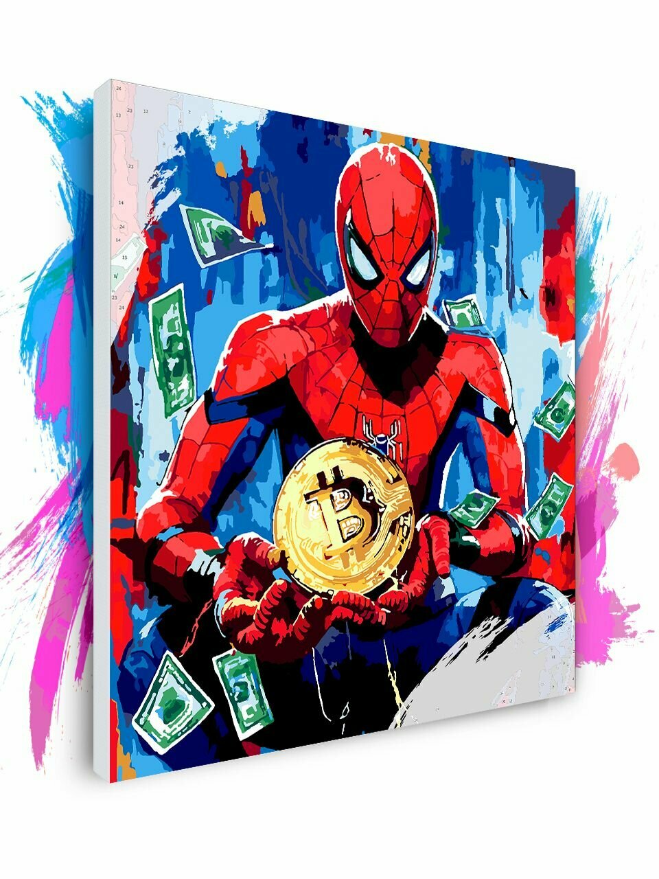 Картина по номерам на холсте Красиво Красим Паук с биткоином, 40 х 40 см