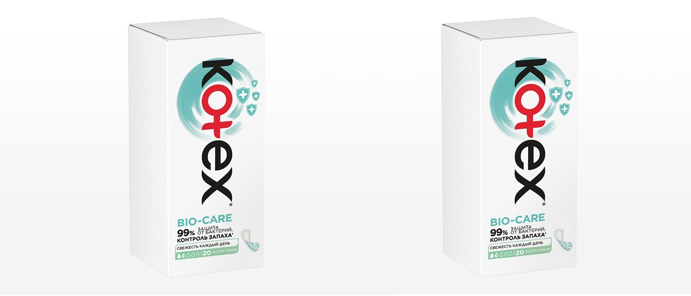 Ежедневные прокладки Kotex Bio-Care Экстра тонкие, 20 шт, 2 уп