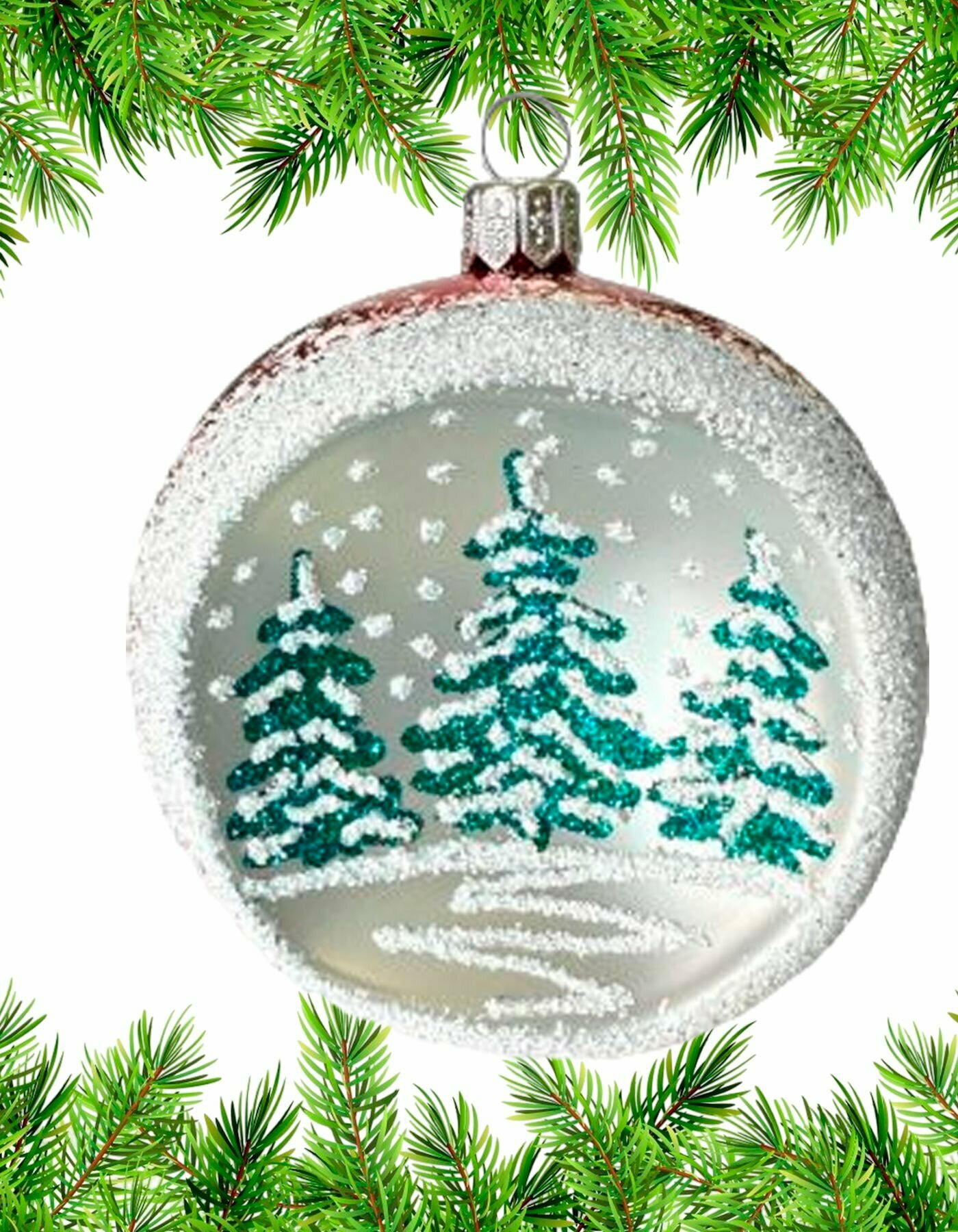 Шар на елку с лункой "хвойный" 75мм