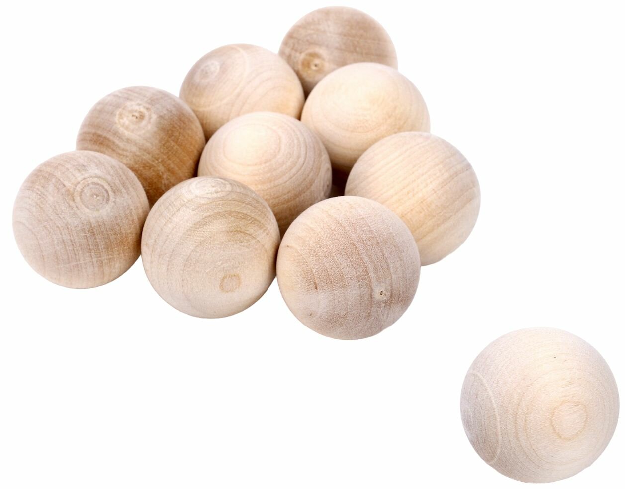 Заготовки для творчества "Деревянный шарик", фигурка для декорирования, d 2,7 см, набор из 10 шт