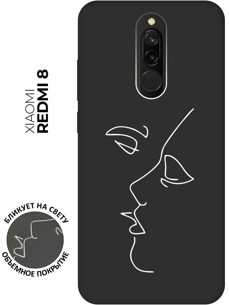 Матовый чехол Faces W для Xiaomi Redmi 8 / Сяоми Редми 8 с 3D эффектом черный