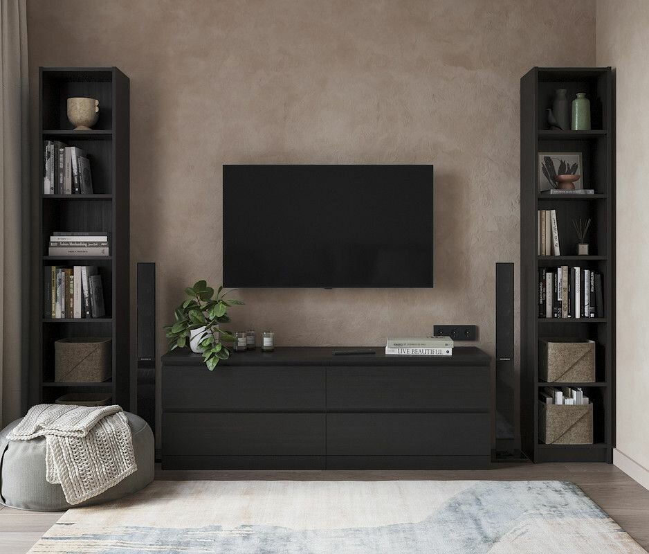 Комод Варма 4Д, 1603х400х548, цвет Черный Ясень.