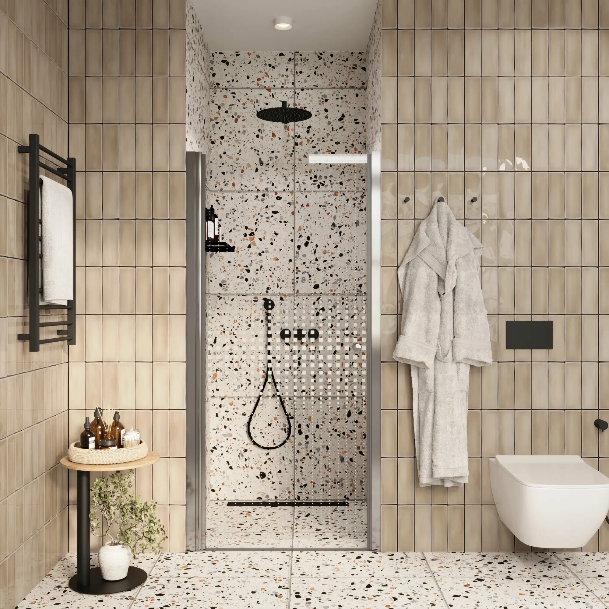 Душевая дверь в нишу PARLY DE70 (70x185) стекло прозрачное с рисунком