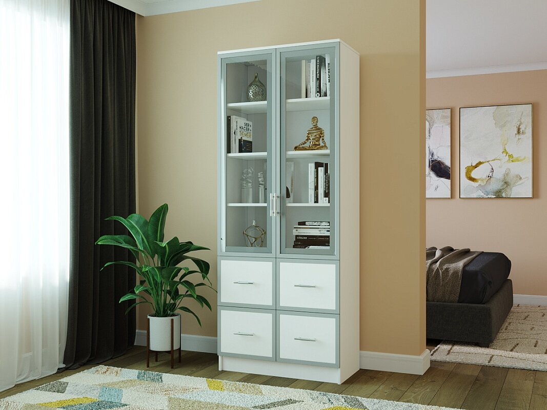 Книжный шкаф МебельЛэнд24 Альма - 10 Белый 60x30x200