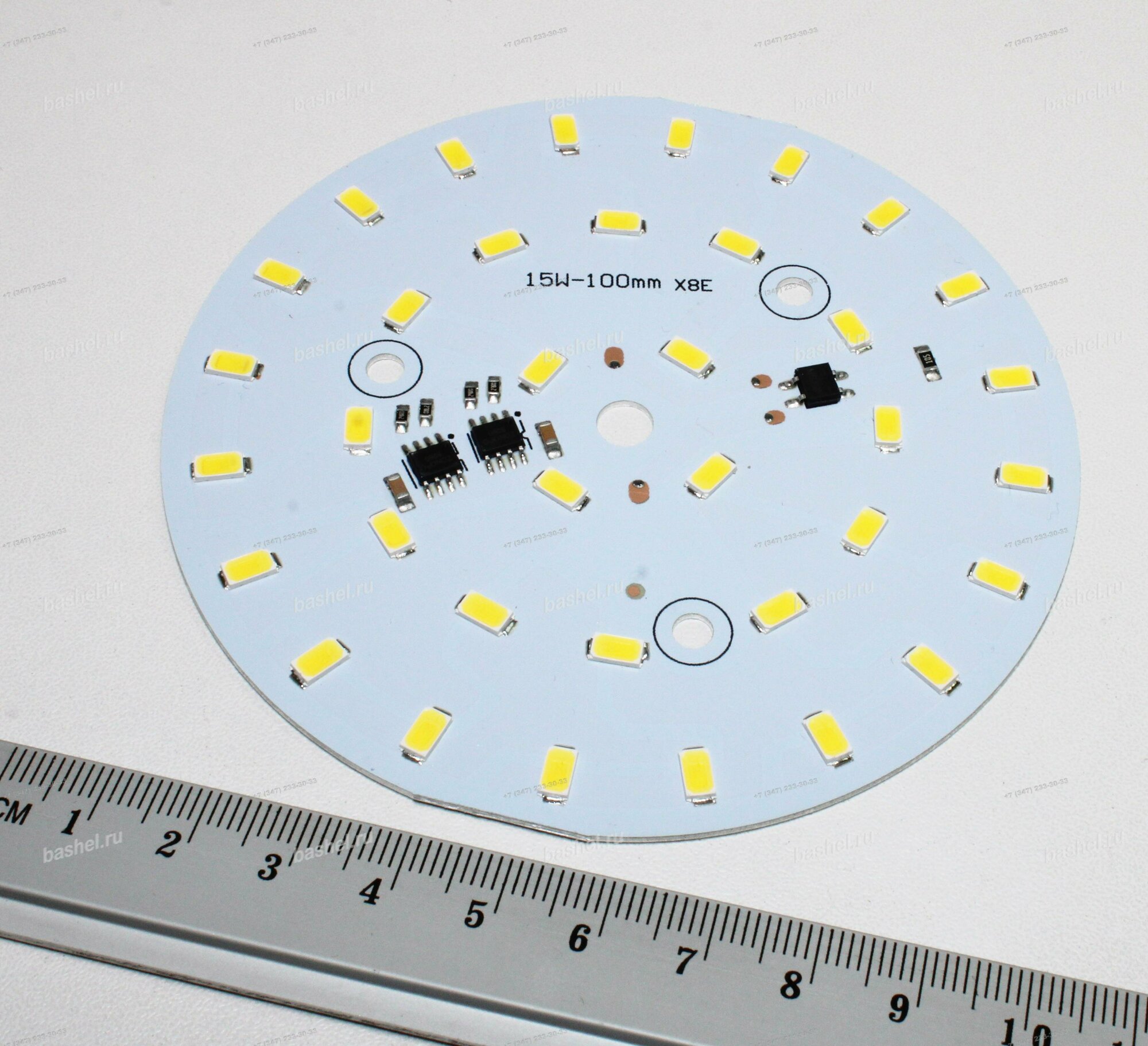 LED modul PCB-220-DL-5730-15W-100mm-36SMD-WW 1260Lm 15W Warm-3000k (D-100mm, 220V, прямого подключения), Модуль светодио