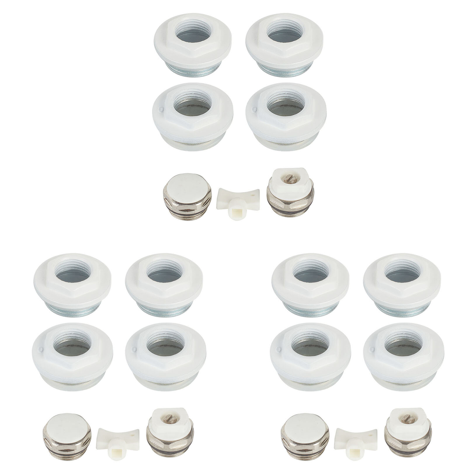 Набор присоединительный (685641) 1" х 1/2" для радиатора 7 предметов белый (3 шт.)