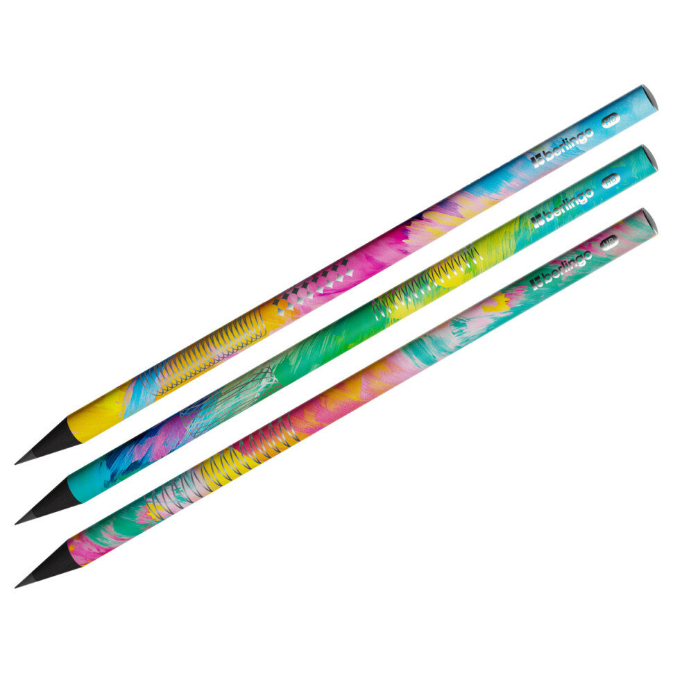 Карандаш ч/г Berlingo "Collision XS" HB, черное дерево, круглый, заточен, ассорти, 72 штук, 369316