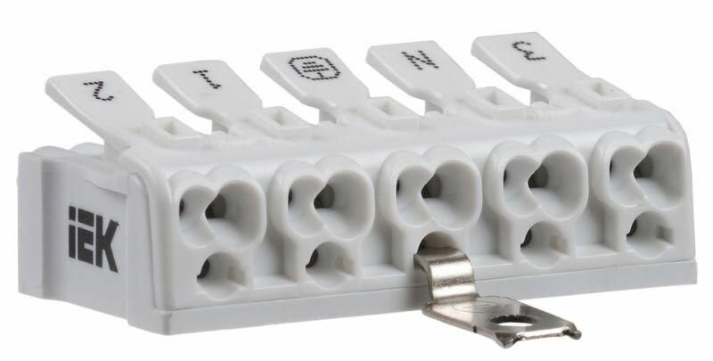 Клемма пружинная соединительная КСПз5-3L+N+PE IEK UKZ-B06-5P-F0-E1-10