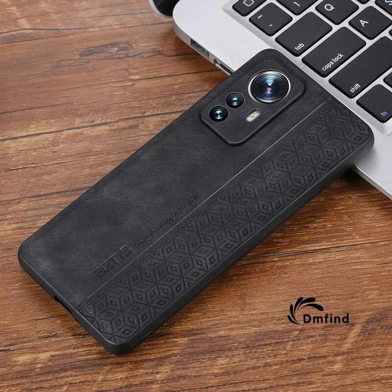 Чехол на Xiaomi 12 Lite с принтом на Сяоми 12 лайт, Ксиоми 12 лайт защитная кожаная накладка с узором (черный)