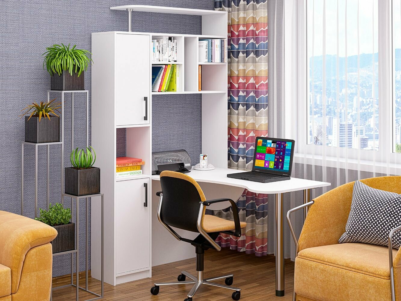 Стол компьютерный угловой СК-14 Белый 110x200x135 см