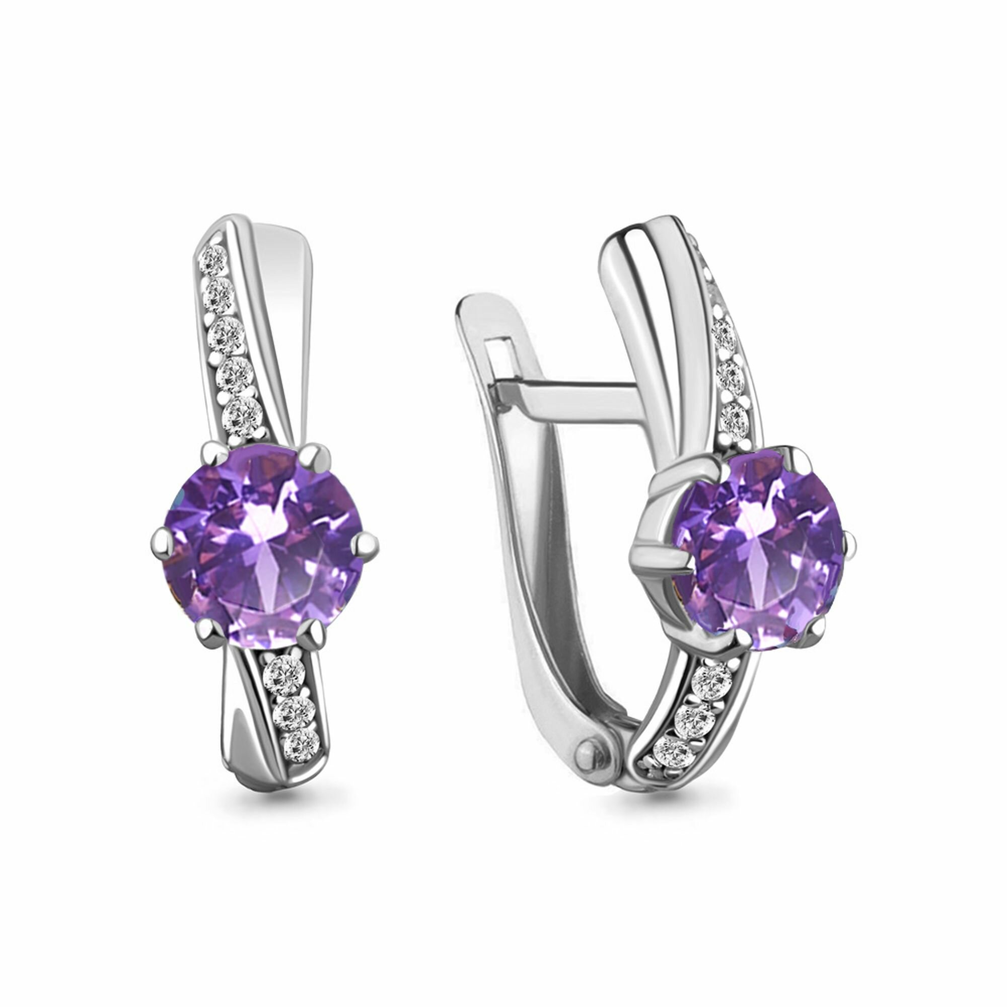 Серьги, серебро, 925 проба, родирование, фианит, улексит