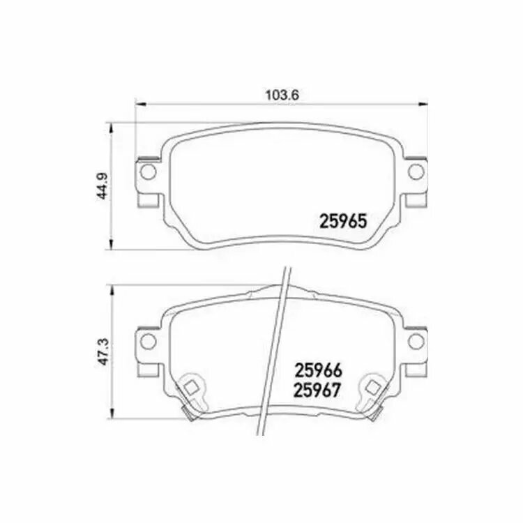 Колодки тормозные дисковые зад BREMBO - P56098