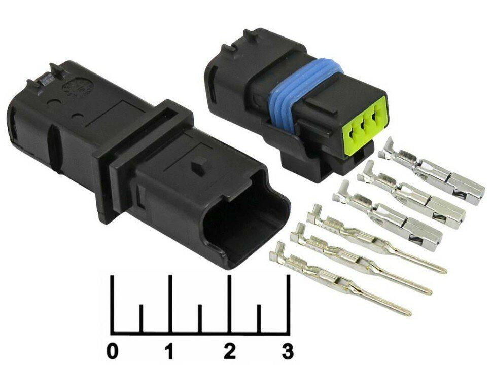 Разъем 3pin в комплекте 1.5мм влагозащищенный 211PC032S0049/211PL032S0049 HD037A-1.5-11/21