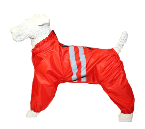 Теплый комбинезон для мопса суки, на флисе, повышенной прочности, со светоотражающими полосами, цвет красный