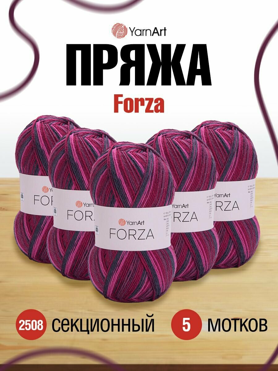 Пряжа для вязания YarnArt 'Forza' 100г, 420м (75% шерсть, 25% полиамид) (2508 секционный), 5 мотков