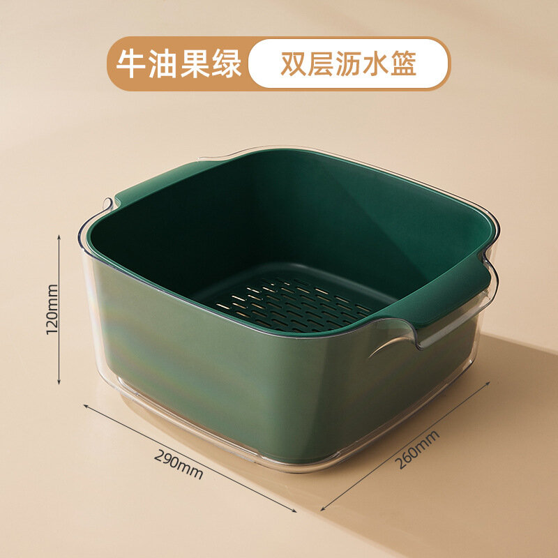 Двухслойная дренажная корзина для кухни, пластиковая тарелка для фруктов, фильтр для воды в раковине, корзина для овощей, корзина для мытья, овощной бак