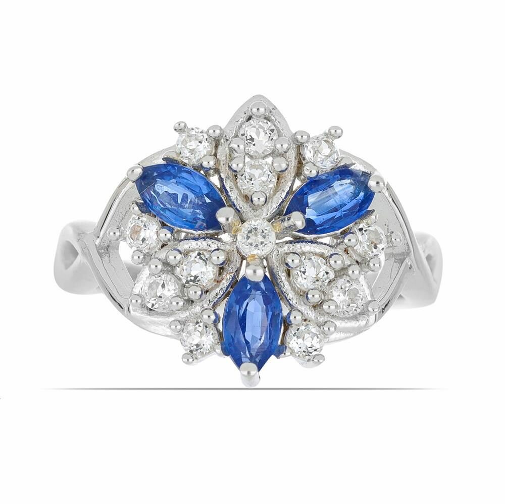 Кольцо, серебро, 925 проба, родирование, топаз, кианит