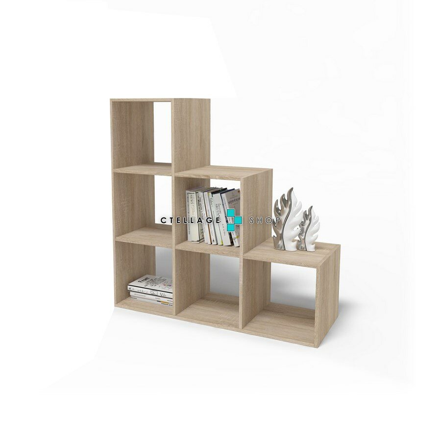 Стеллаж 6 секций Лесенка (3-2-1) / Сонома / Гл. 31 см / серии CTELLAGE.