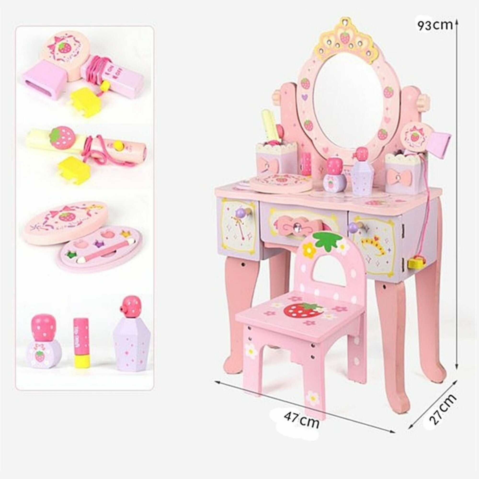 Детский туалетный столик с зеркалом, подходящий для детей ростом 90-130 см