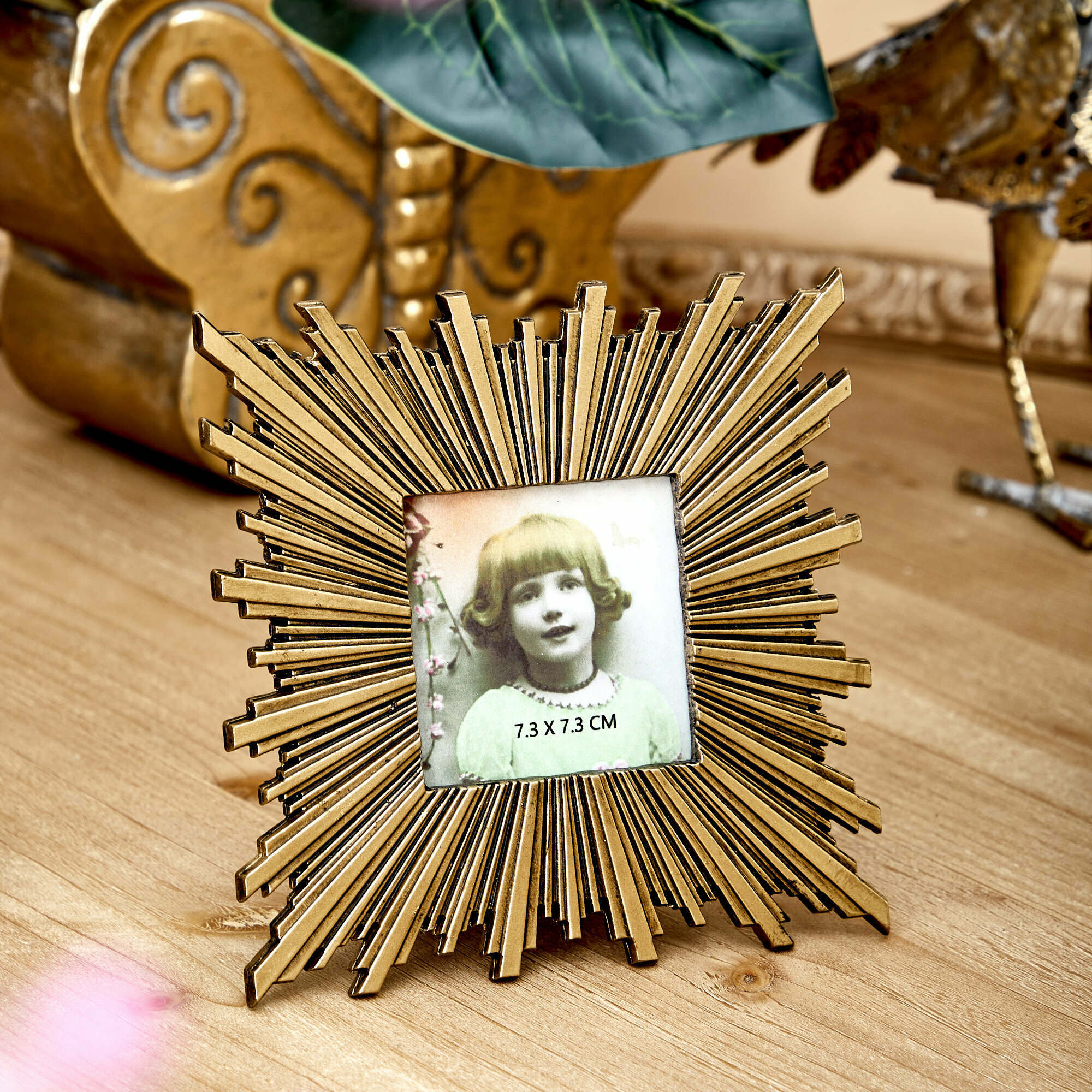 57-260 Фоторамка настольная с эффектом искусственного состаривания (7,3х7,3см) 16х2х16см, Glasar