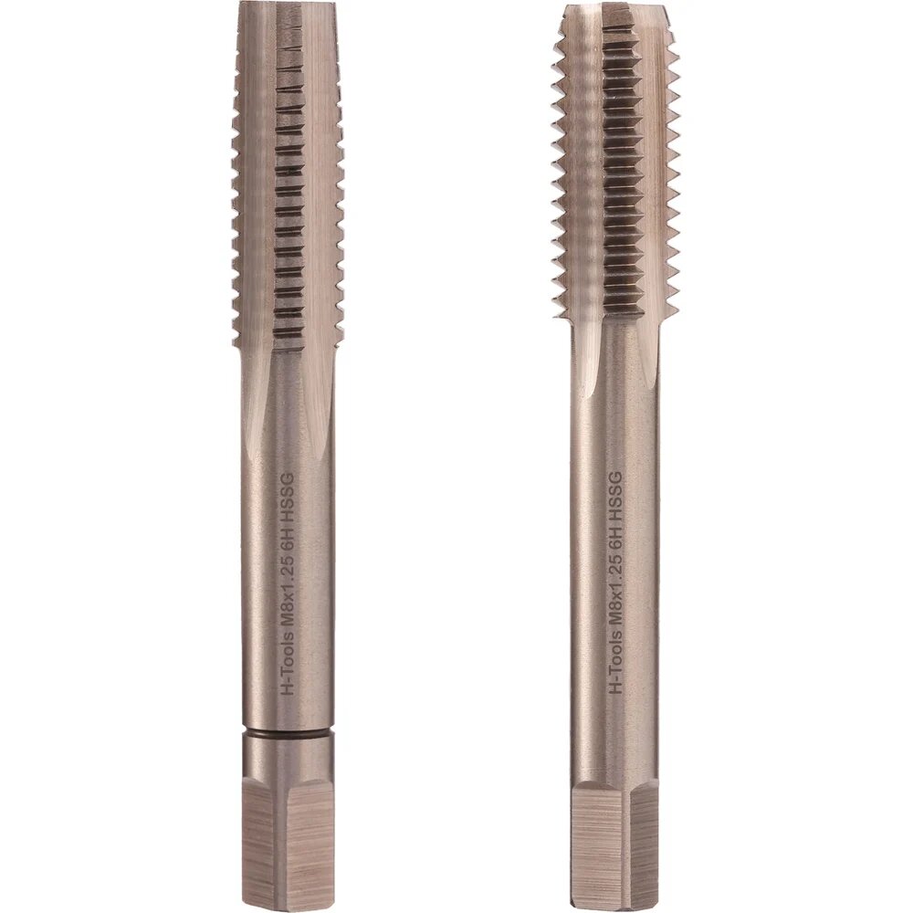 Набор метчиков из 2‑х шт. H-Tools М8 шаг 1.25мм DIN352 HSS-G 230080TXHT-2, быстрорежущая сталь, для стали и чугуна