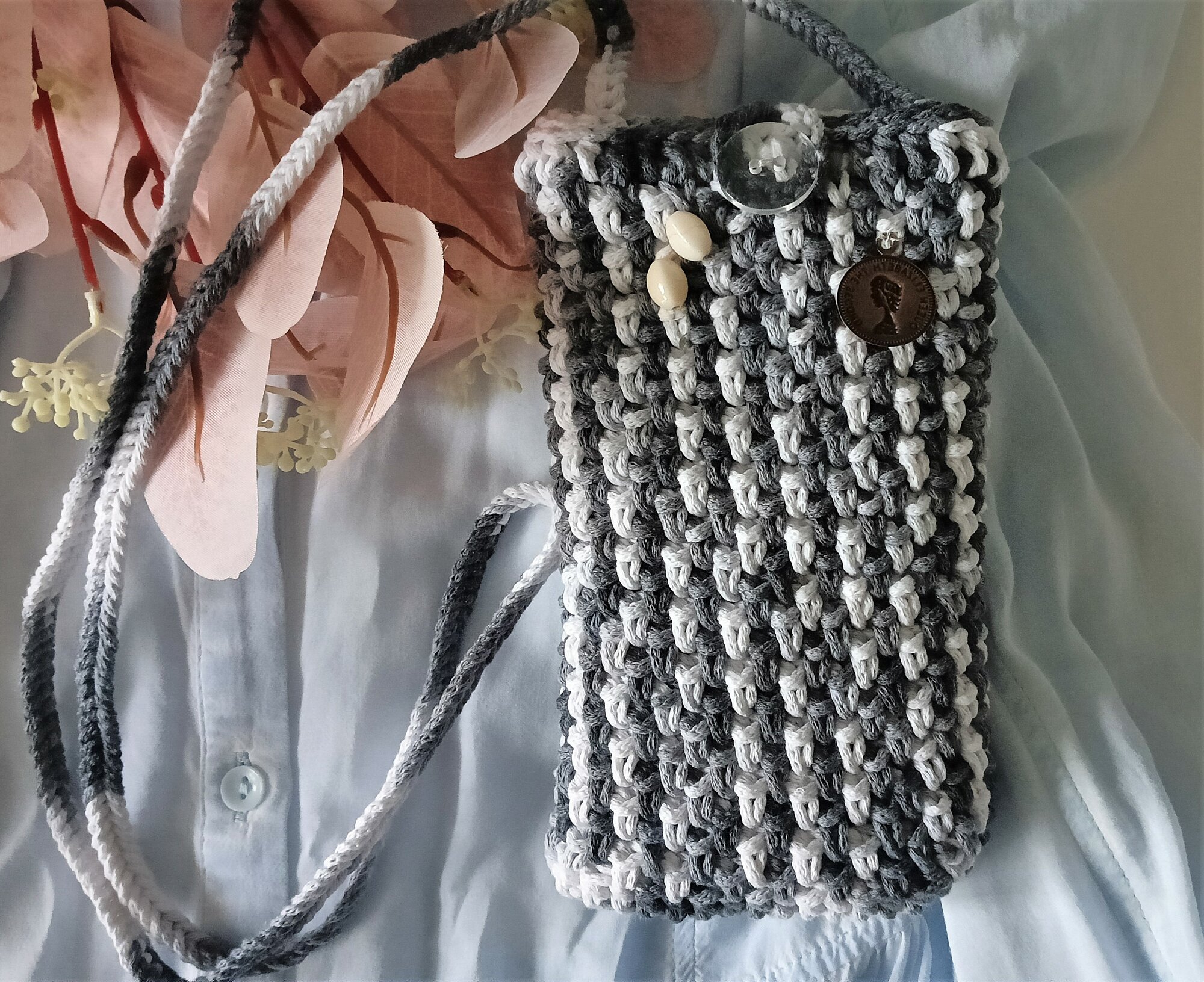 Чехол-сумка, для смартфона, с бусинами, хлопок