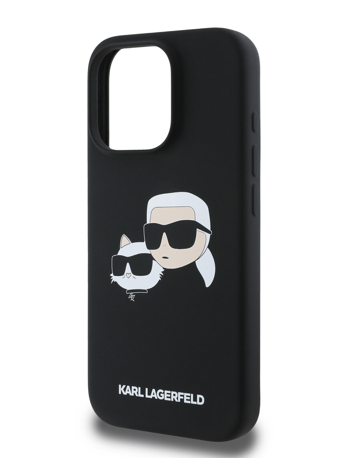 Lagerfeld для iPhone 16 Pro чехол Liquid Silicone NFT Karl & Choupette Head Hard Black (MagSafe)