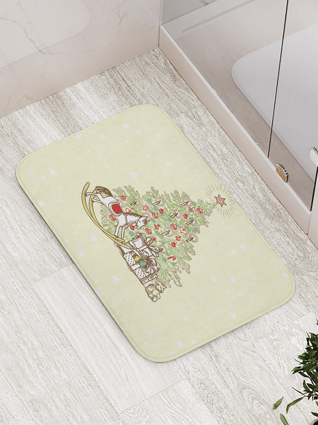 Коврик для ванной комнаты, туалета "Подарки ждут под елкой" противоскользящий, 52х77 см, JoyArty